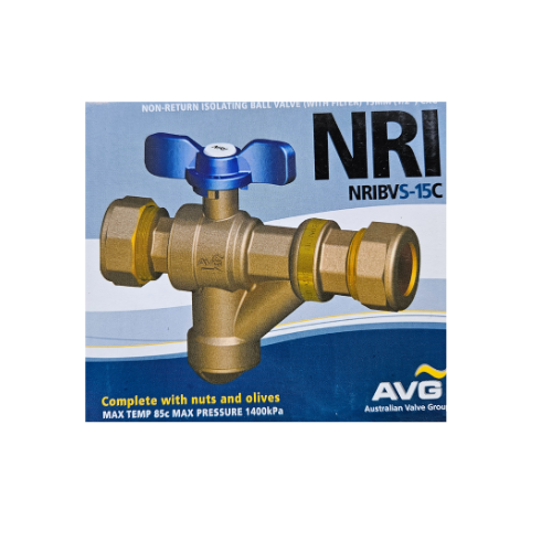 AVG 15mm Non Return Isolation B/Valve c/w Filter CxC - NRIBVS-15C ...